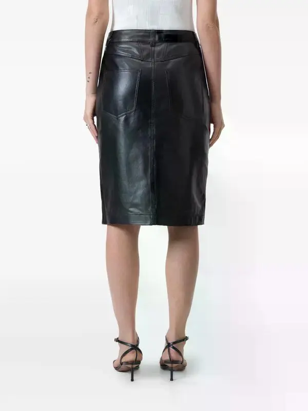 Closed Leather Midi Skirt
