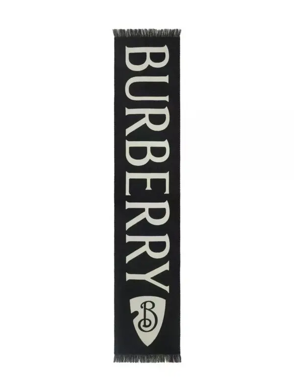 Burberry Logo-jacquard Wool Scarf - Black