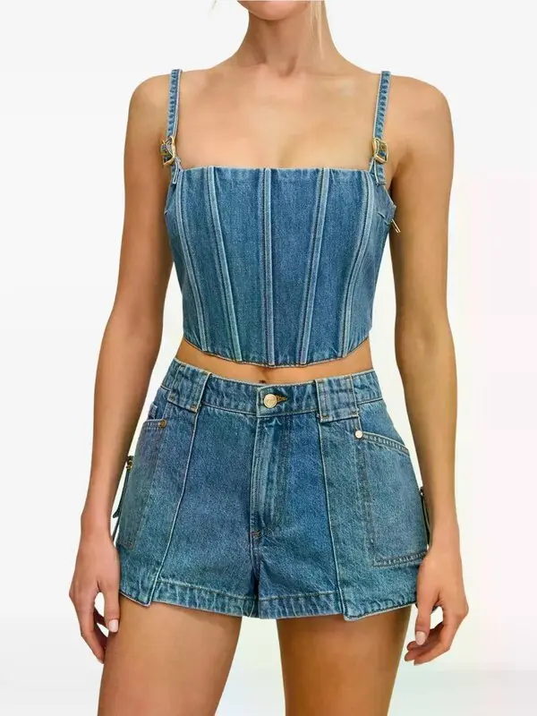 Cult Gaia Lauren Denim Tank Top - Blue