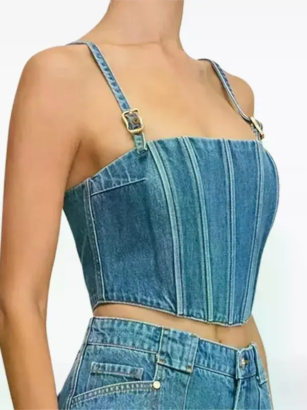 Cult Gaia Lauren Denim Tank Top - Blue