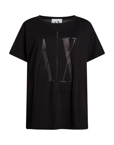 Armani Exchange Cotton And Polyester T-shirt With Logo Print - Black