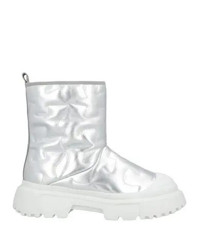 Hogan Padded Ankle Boots In Metallic Leather - Silver