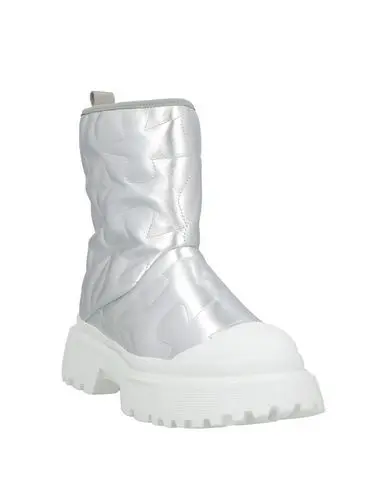 Hogan Padded Ankle Boots In Metallic Leather - Silver