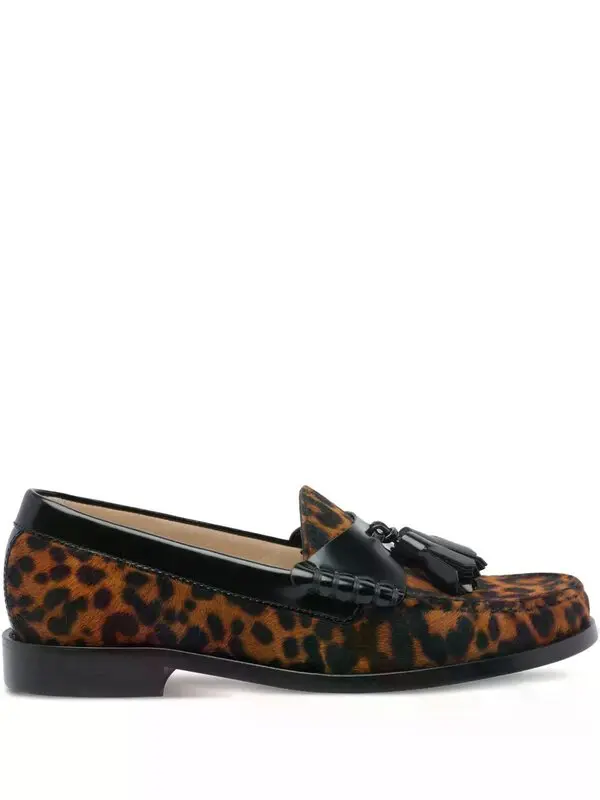 STUART WEITZMAN Tassel-embellished Leopard-print Loafers - Brown