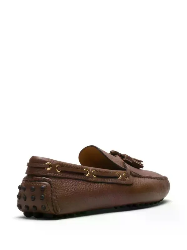 Car Shoe Tassel Leather Driving Shoes - Brown