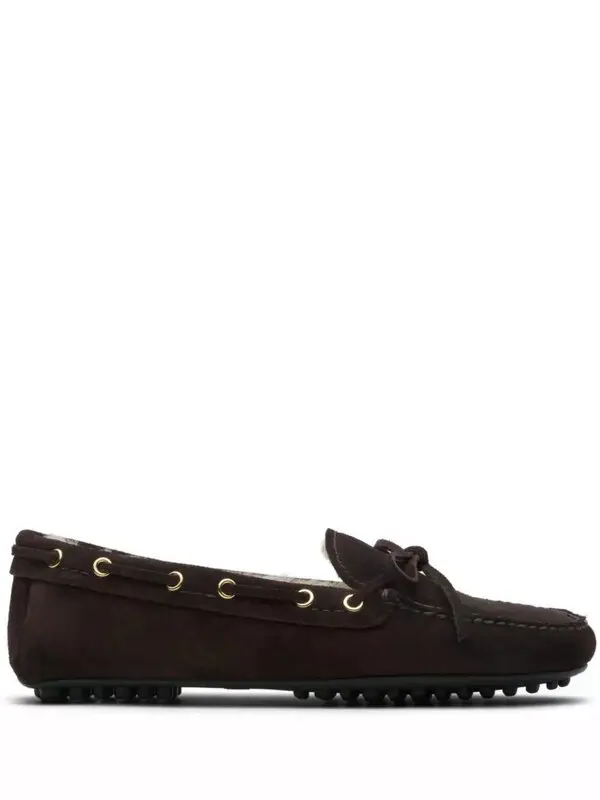 Car Shoe Bow-detail Suede Loafers