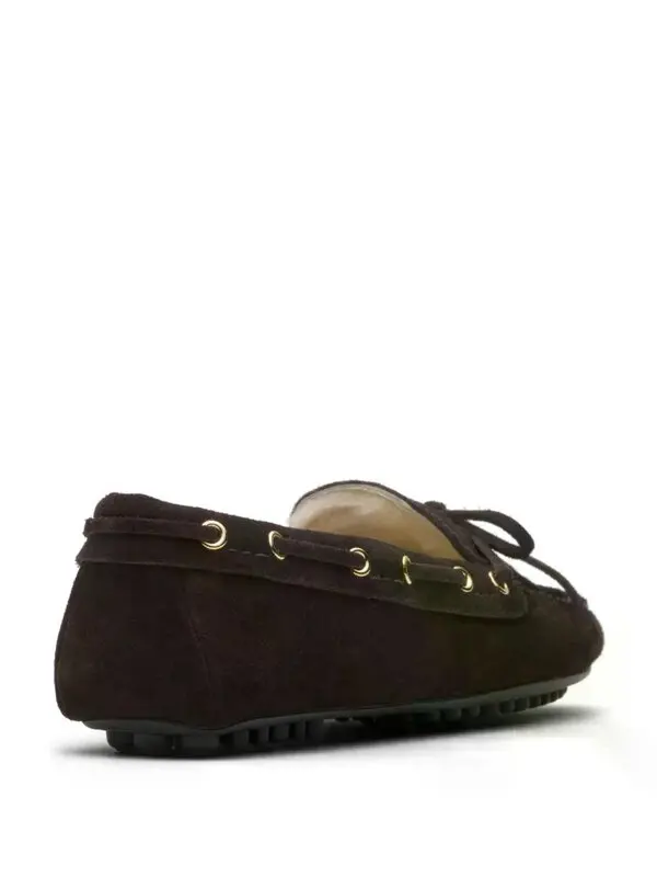 Car Shoe Bow-detail Suede Loafers