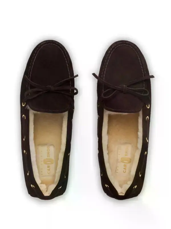 Car Shoe Bow-detail Suede Loafers