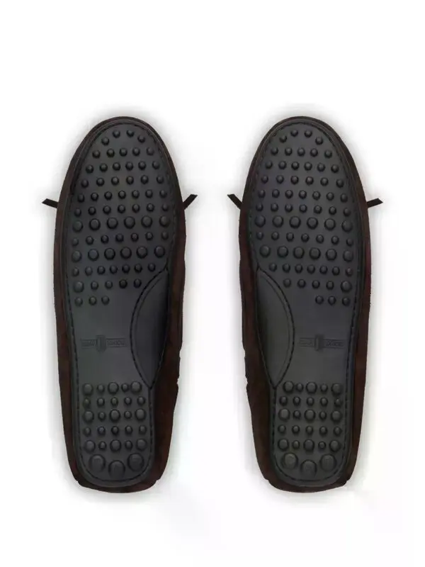 Car Shoe Bow-detail Suede Loafers