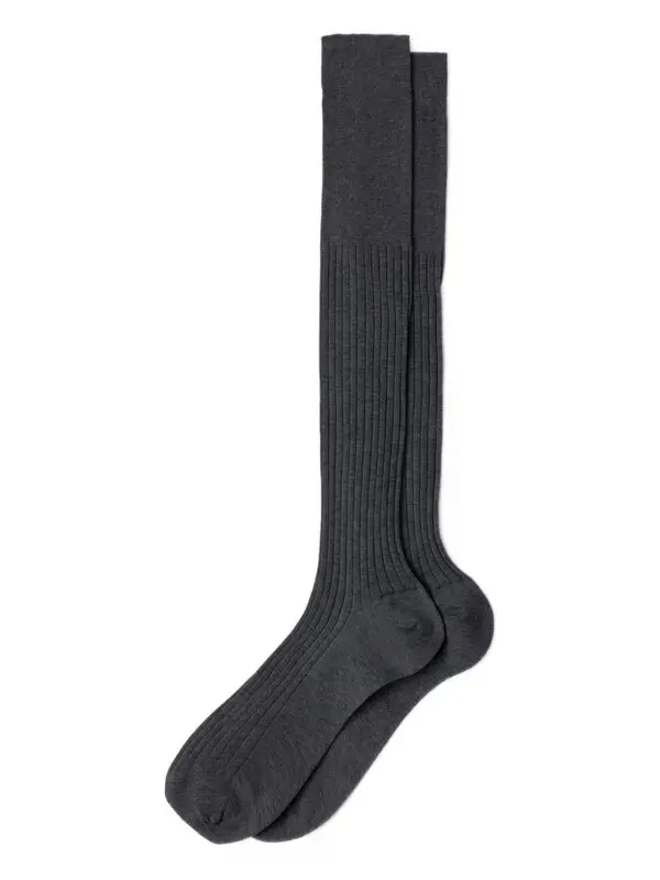 Prada Ribbed Knee-high Socks - Grey