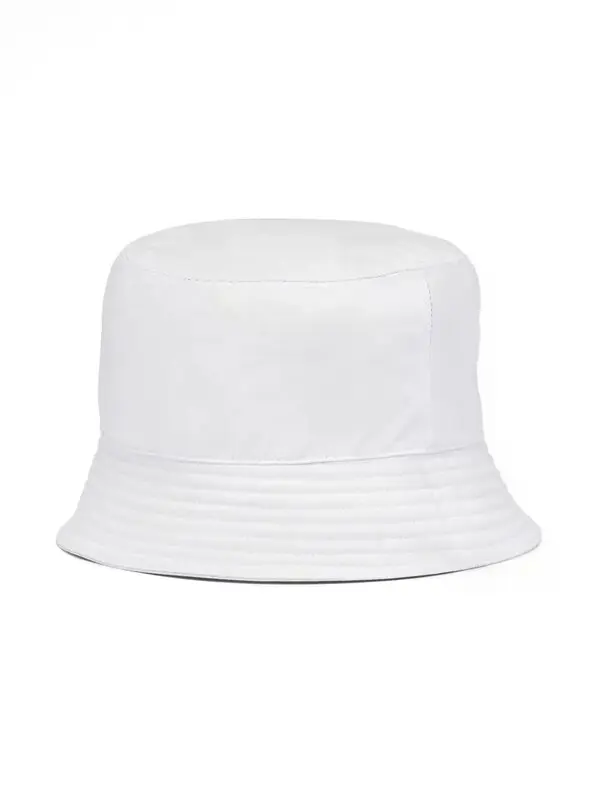 Prada Bucket Hat With Enameled Metal Logo - White