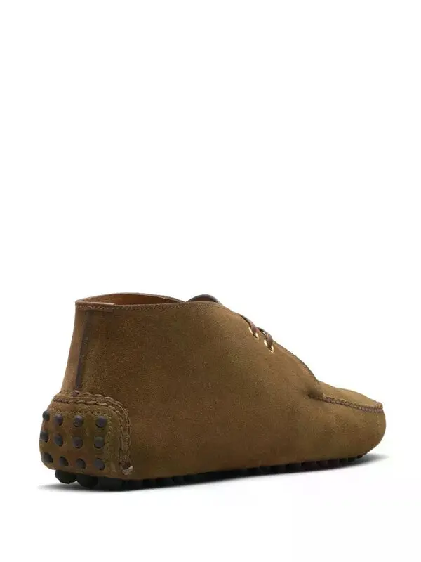 Car Shoe Lace-up Suede Ankle Boots - Brown