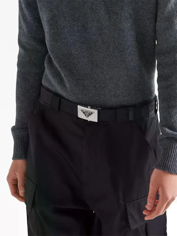 Prada Triangle-logo Woven Belt