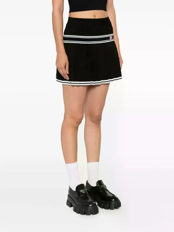 Casablanca Pleated Striped A-line Skirt