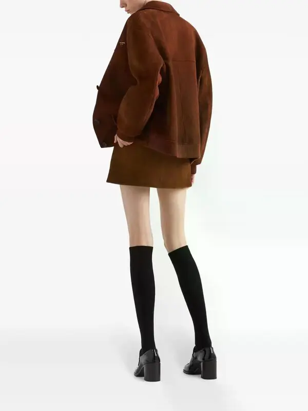 Prada Logo-patch Suede Miniskirt