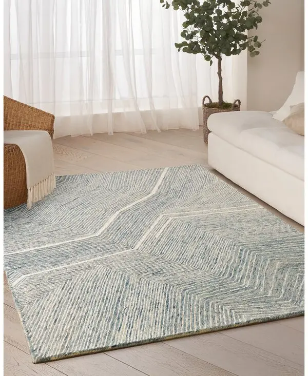Dkny Pure Angles Ang01 Area Rug, 5'2 X 7'2 - Ivory/blue