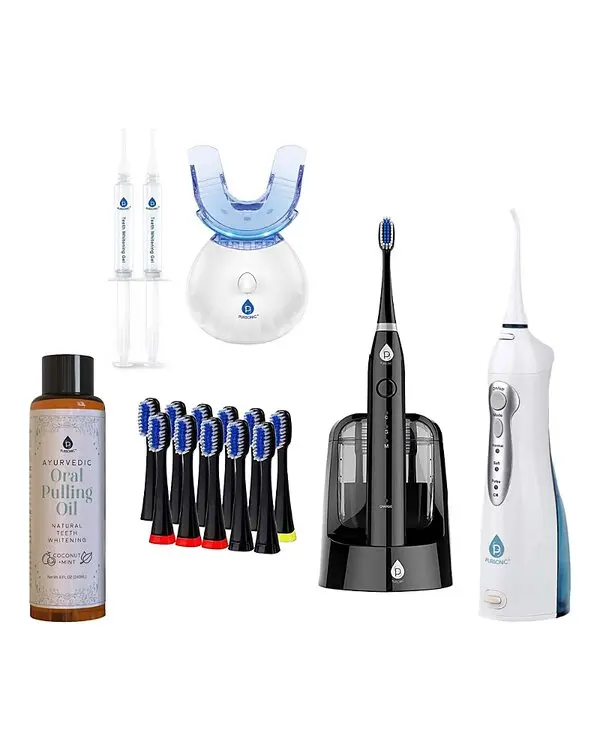 PURSONIC Ultimate Oral Care Bundle Smart Electric Toothbrush, Oral Irrigator, Led Whitening, And Ayurvedic Oil - Multicolor