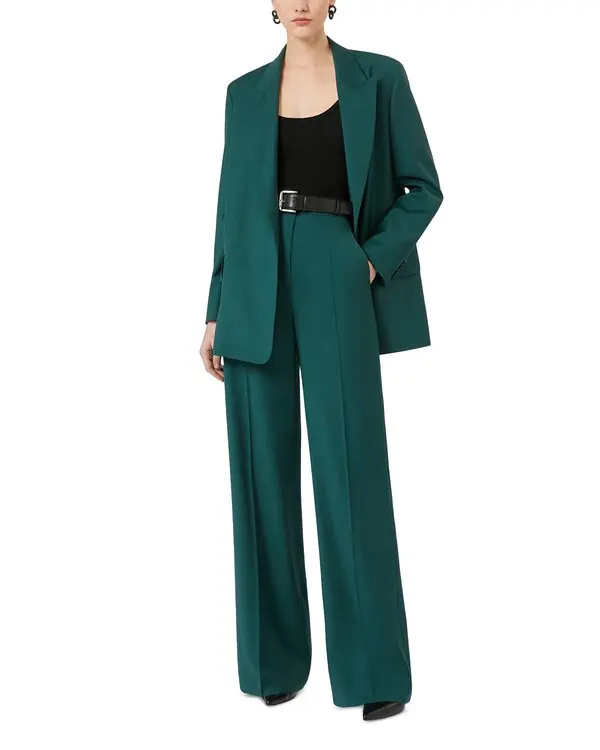 Max Mara Fernet Wide-leg Wool Pants - Dark Green