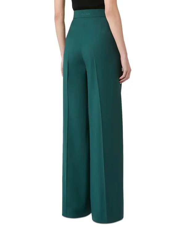 Max Mara Fernet Wide-leg Wool Pants - Dark Green