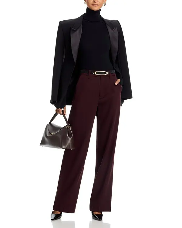 Victoria Beckham Merino Wool Ribbed Turtleneck Sweater - Black