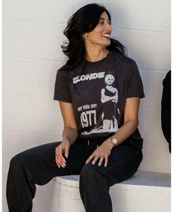 Junk Food Clothing Blondie 1977 Vintage Tissue Tee - Vintage Black