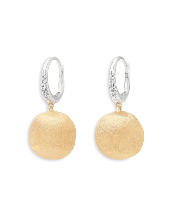 Marco Bicego 18k White And Yellow Gold Diamond And Textured Disc Drop Earrings - White/gold