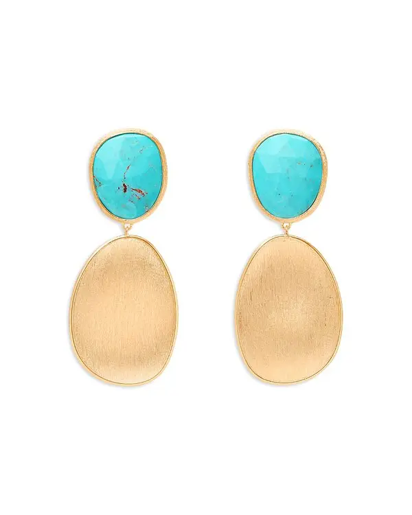 Marco Bicego 18k Yellow Gold Lunaria Turquoise Double Drop Earrings - Turquoise/gold