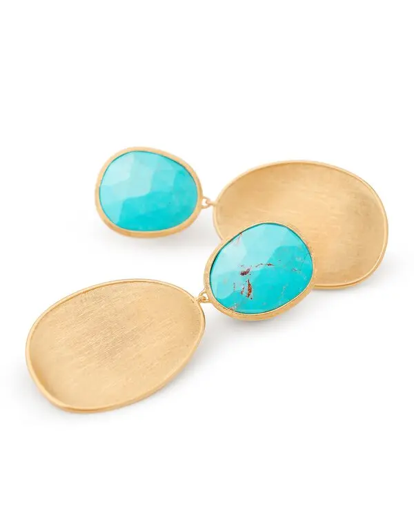 Marco Bicego 18k Yellow Gold Lunaria Turquoise Double Drop Earrings - Turquoise/gold