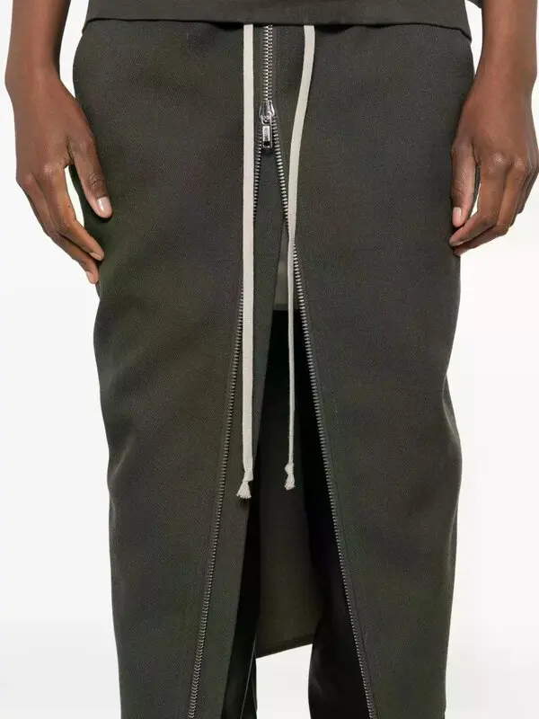 Rick Owens Drawstring Zip-front Midi Skirt - Green
