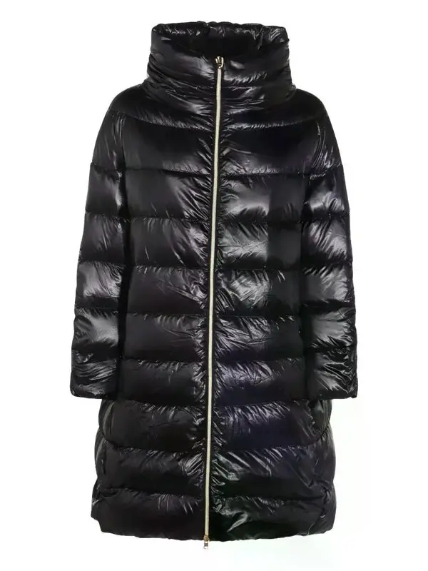 Herno Quilted High-neck Oversized Coat - Black