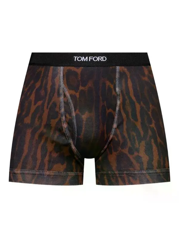 TOM FORD Leopard-print Boxers - Brown