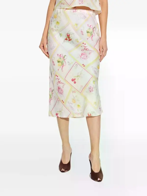LoveShackFancy Fruit-print Bias-cut Skirt - Multicolour