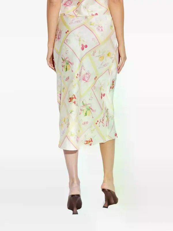 LoveShackFancy Fruit-print Bias-cut Skirt - Multicolour