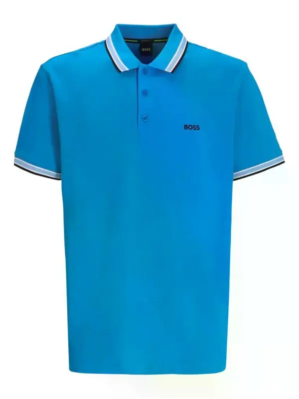 BOSS Striped-trim Polo Shirt - Blue