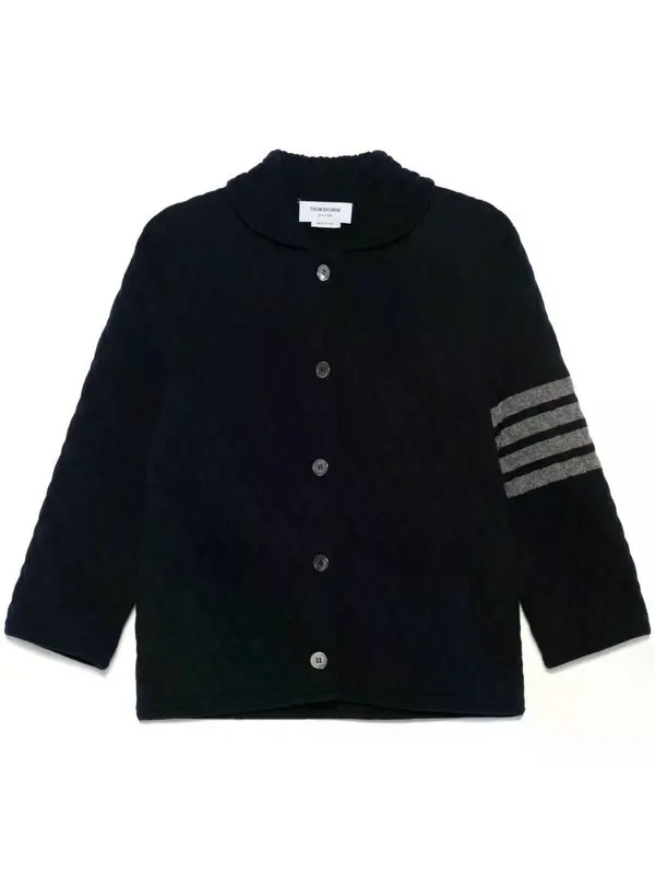 Thom Browne Quilted Merino Wool Jacquard 4-bar Work Jacket - Blue