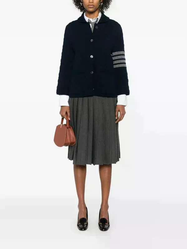 Thom Browne Quilted Merino Wool Jacquard 4-bar Work Jacket - Blue