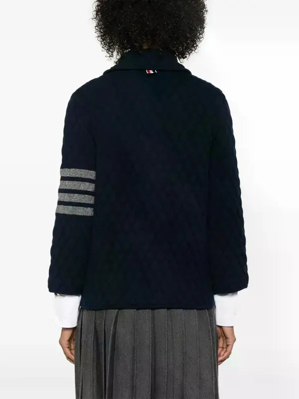 Thom Browne Quilted Merino Wool Jacquard 4-bar Work Jacket - Blue