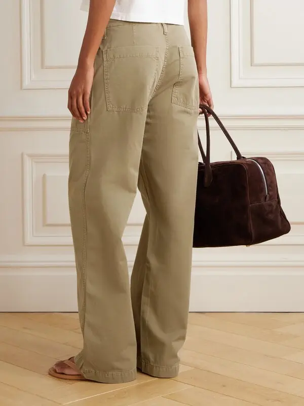 AGOLDE Yuna Wide-leg Cotton-twill Pants - Brown