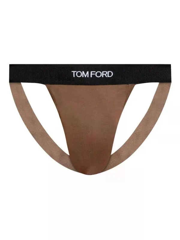 TOM FORD Logo-embellished Jockstrap - Brown