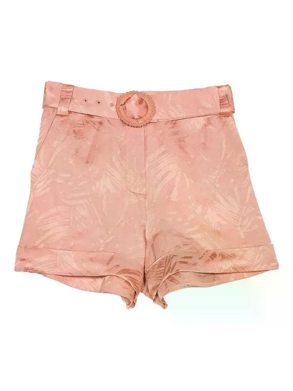 TWINSET Leaf-print Belted Shorts