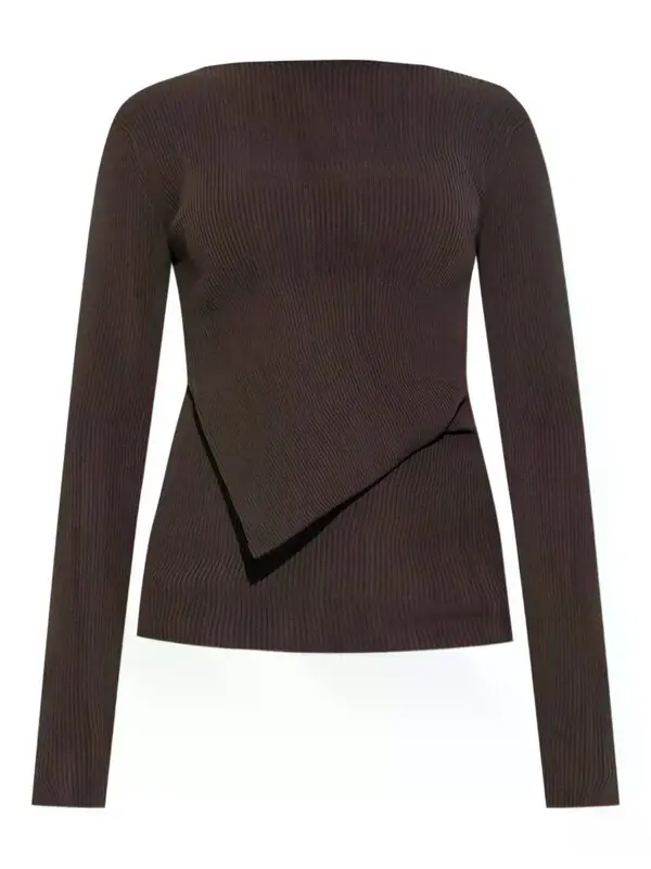Rick Owens Ribbed Asymmetric Sweater - Brown