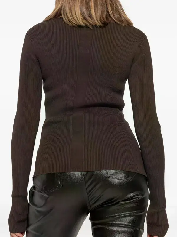 Rick Owens Ribbed Asymmetric Sweater - Brown