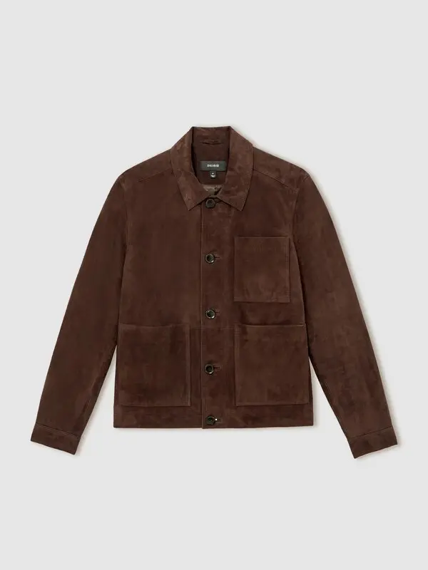 REISS Wilstead Suede Trucker Jacket