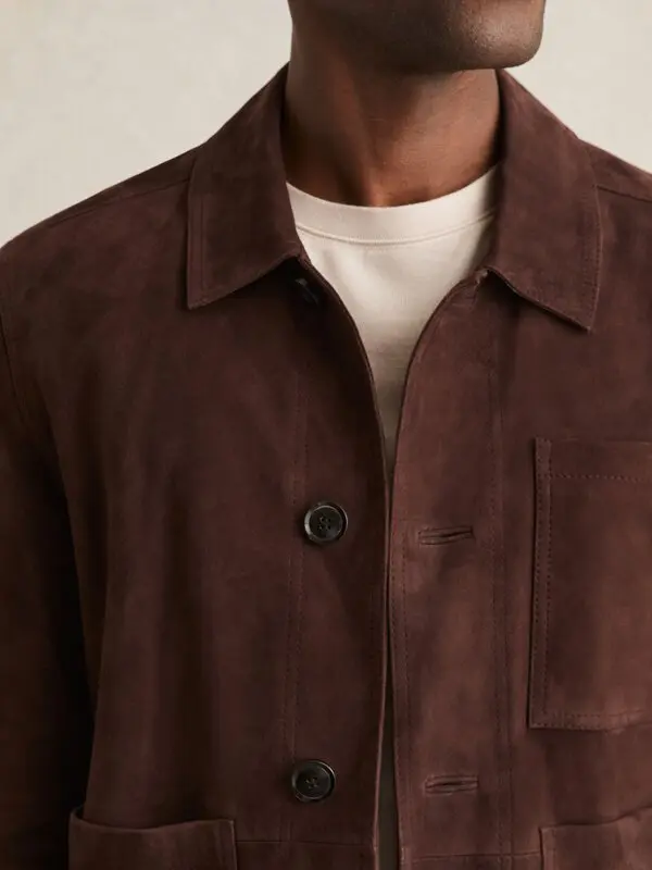 REISS Wilstead Suede Trucker Jacket