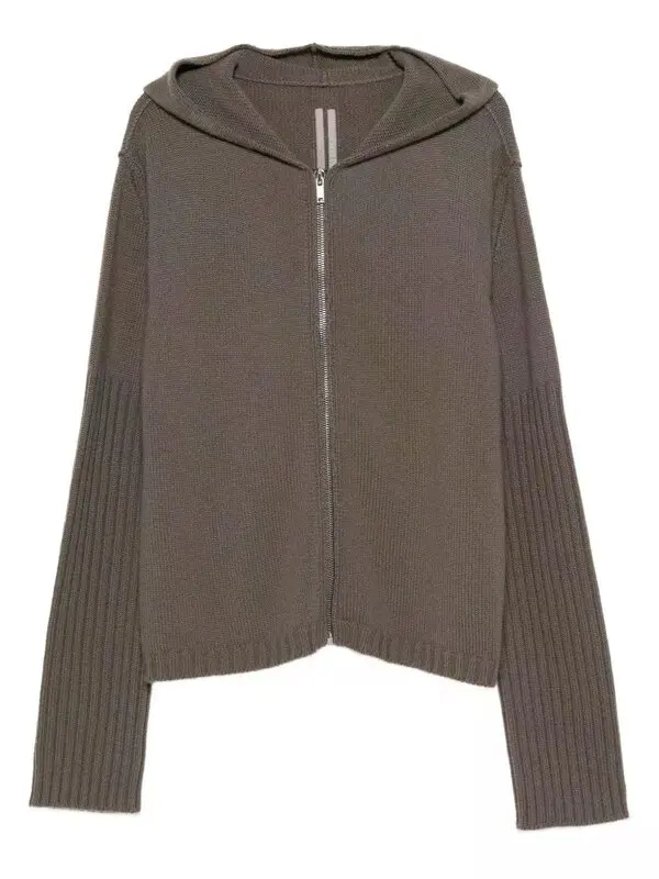 Rick Owens Hooded Ribbed-cuff Cashmere Cardigan