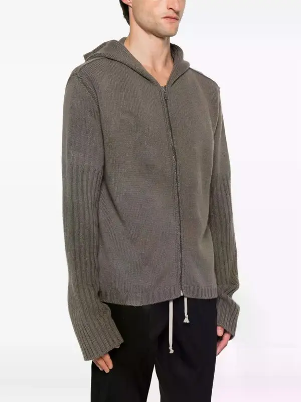 Rick Owens Hooded Ribbed-cuff Cashmere Cardigan