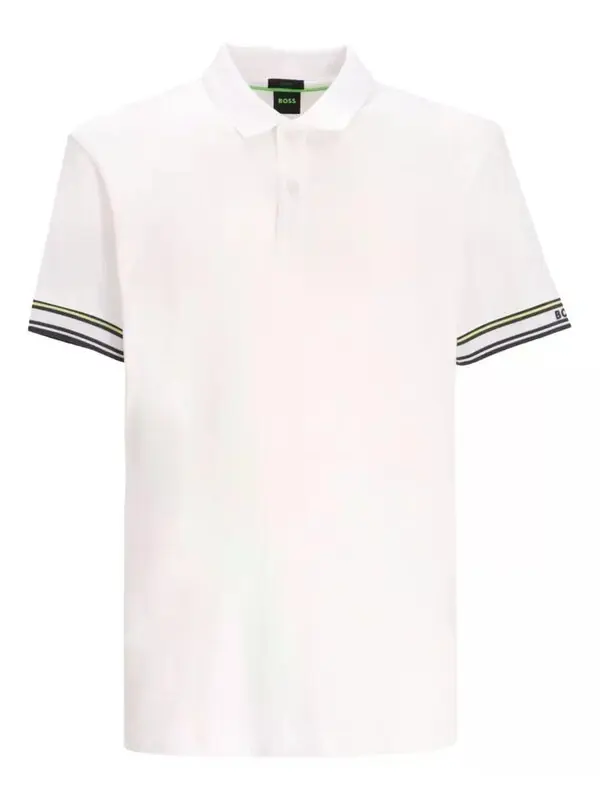 BOSS Striped-cuff Polo Shirt - White