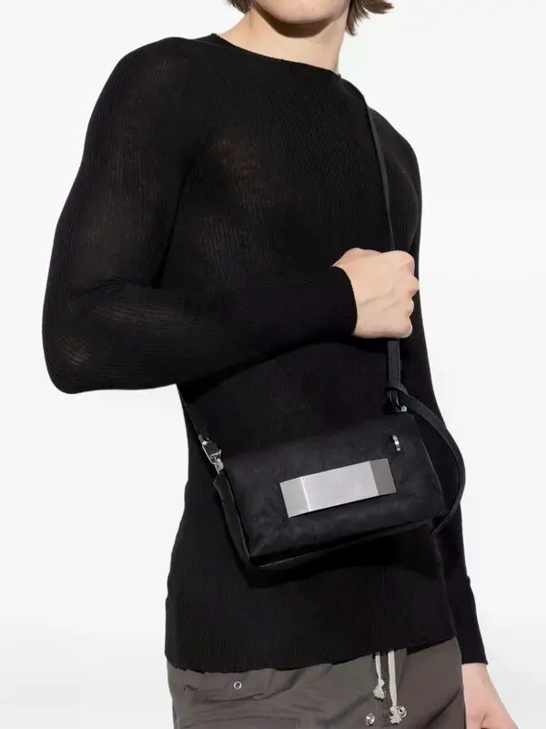 Rick Owens Griffin Panelled Leather Shoulder Bag - Black