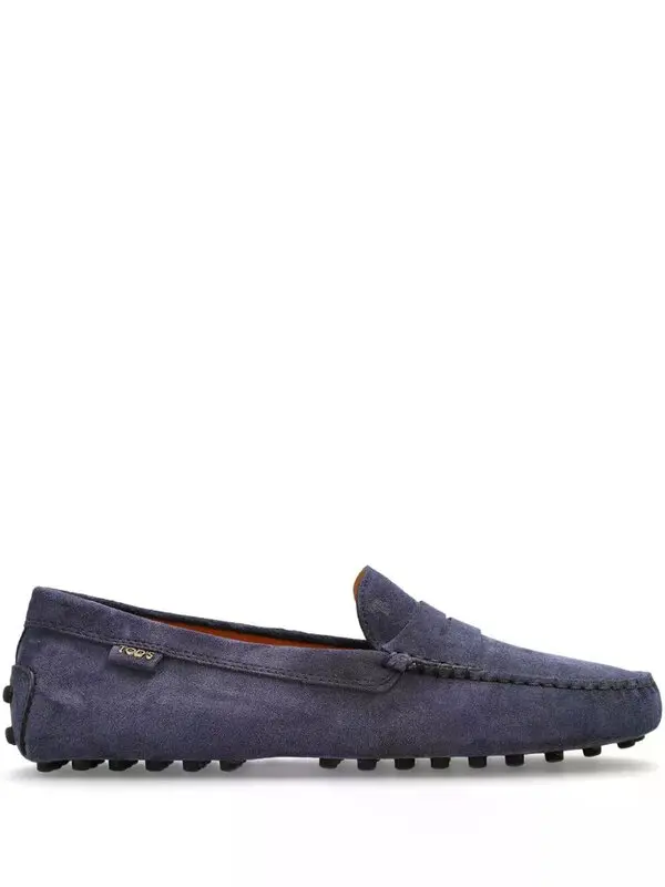 TOD'S Gommino Pebble-textured Suede Loafers - Blue