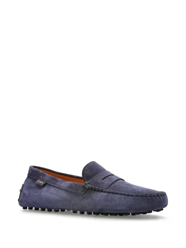TOD'S Gommino Pebble-textured Suede Loafers - Blue